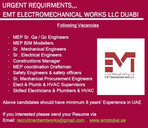 Vacancies-EMT Electromechanical Works LLC - SaudiGulf Jobs