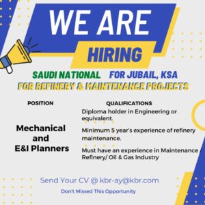 Jubail, Saudi Arabia - Mechanical and E&I Planners - Job Vacancies ...